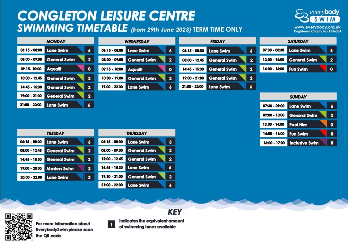 Congleton Leisure Centre Aquatics Timetable • Everybody Health and Leisure