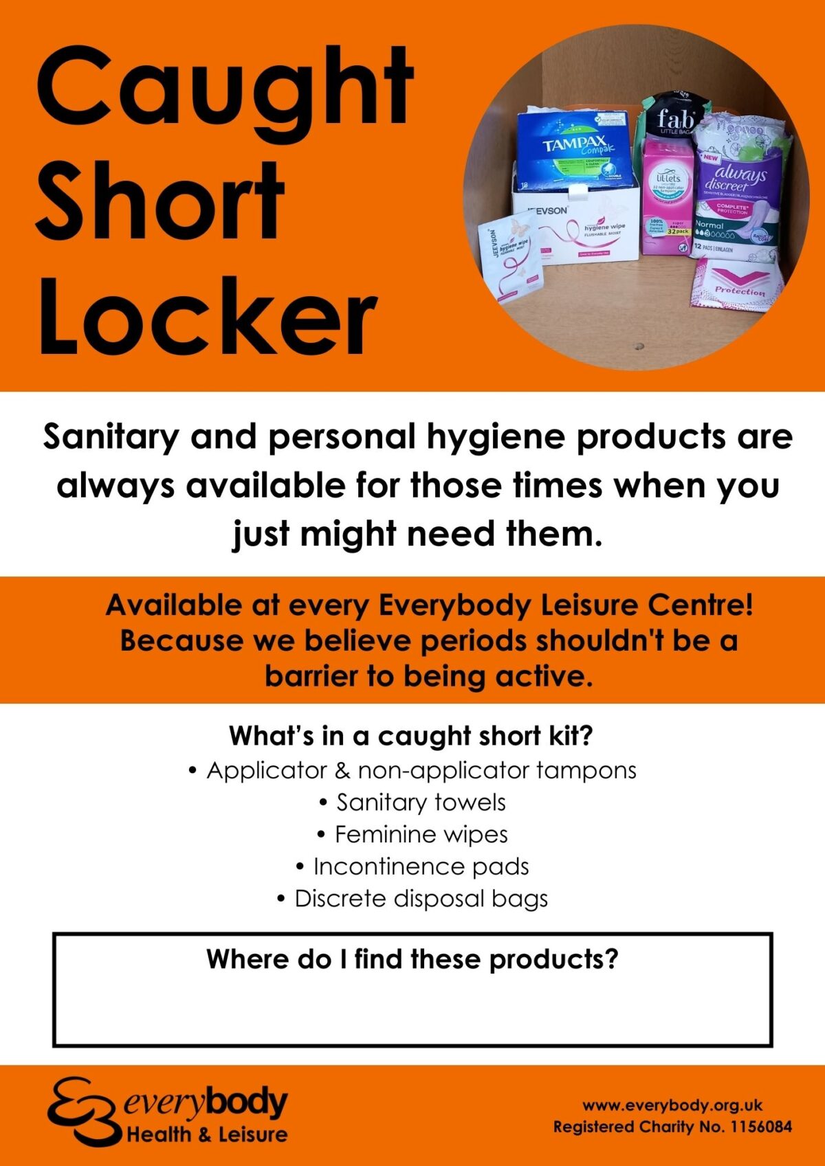 FREE sanitary and personal hygiene products in all Everybody Leisure ...